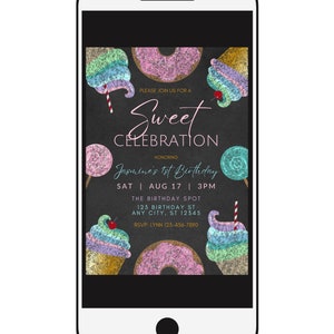 Editable Sweet Celebration Invitation, Ice Cream, Candy, Cupcake, Sweet ...