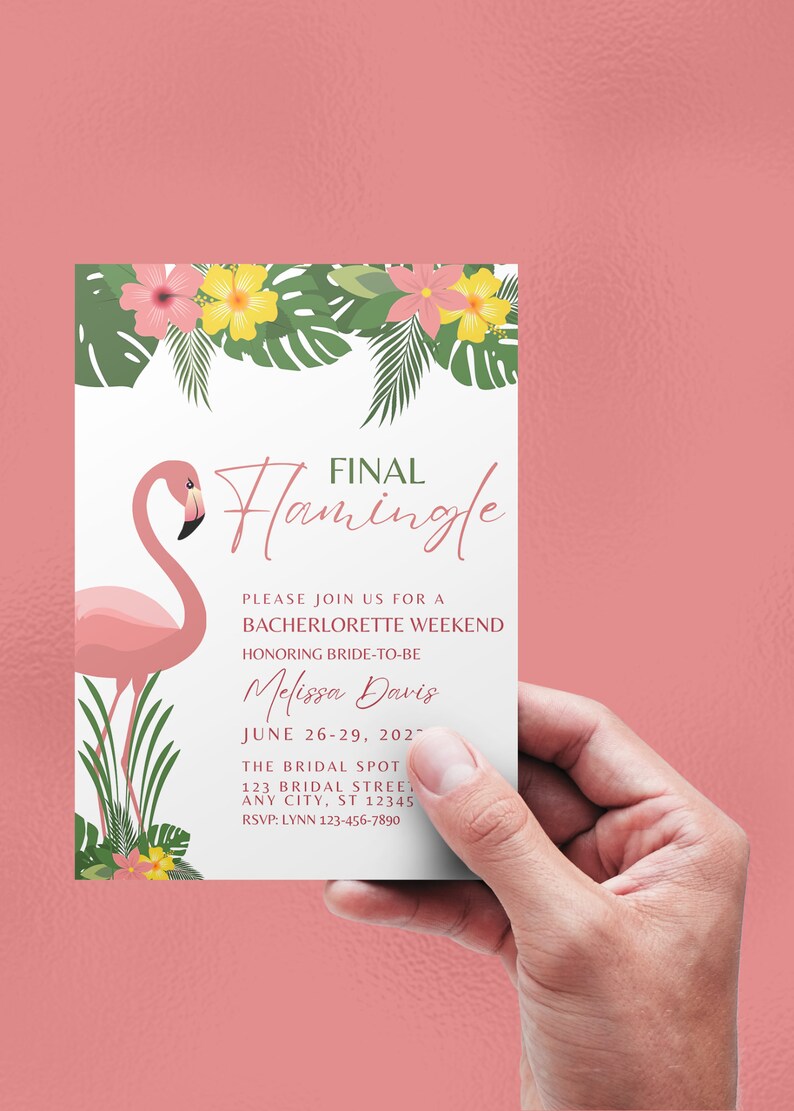 Editable Final Flamingle Bachelorette Invitation Flamingo - Etsy