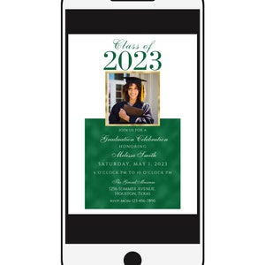 Editable Graduation Invitation 2025 With Photo, Green Graduation ...