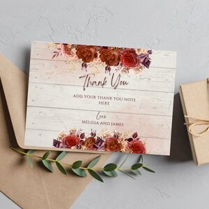 Editable Fall Flower Thank You Card, Autumn Thank You Note, Any ...