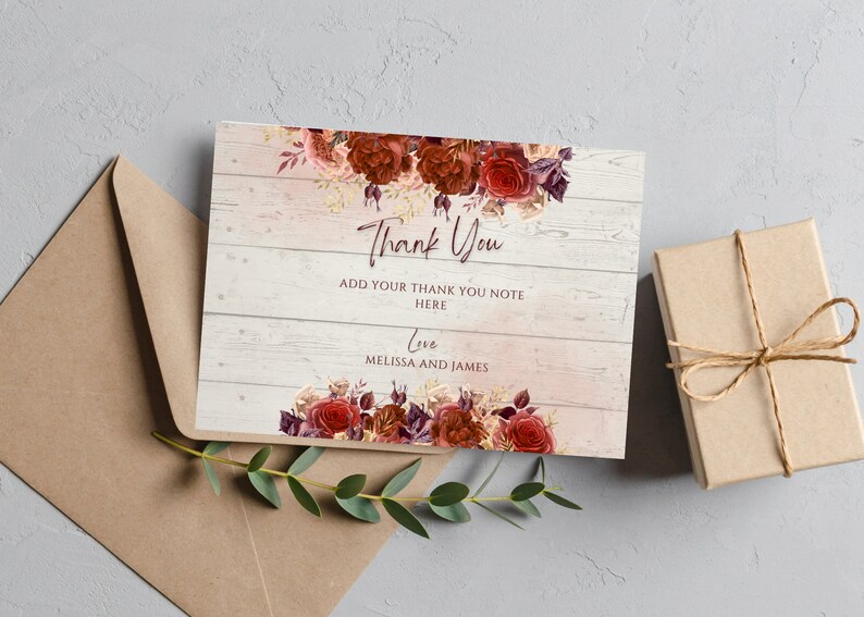 Editable Fall Flower Thank You Card Autumn Thank You Note - Etsy