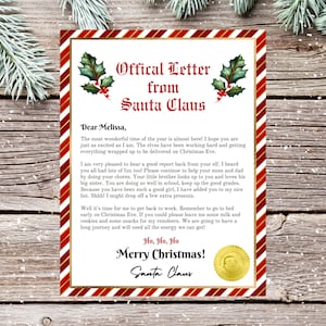 Letter From Santa, Editable Letter From Santa, Printable Santa Letter ...