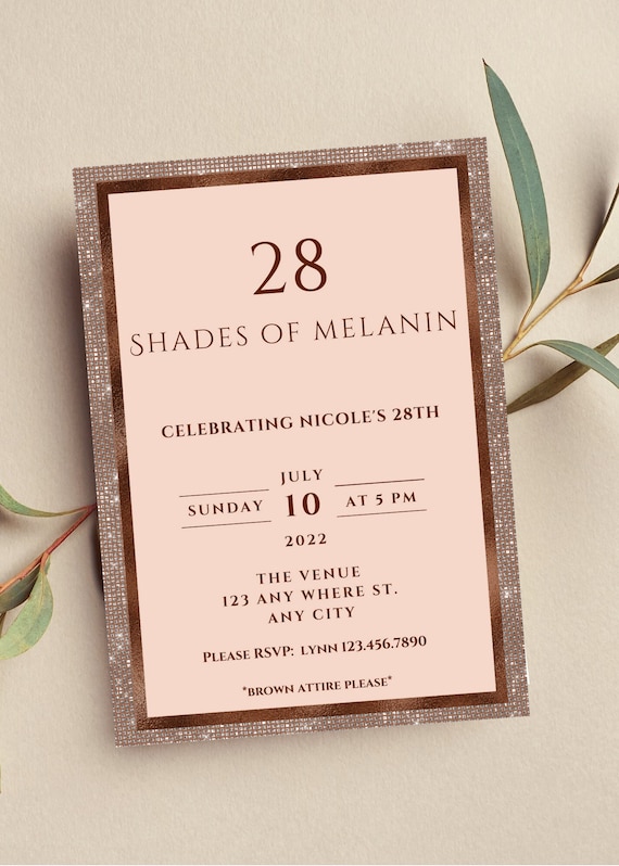 Editable Shades of Melanin Invitation Agate Birthday Dinner - Etsy