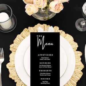 Editable Black Menu Card Template, Minimalist Menu Cards, Modern ...