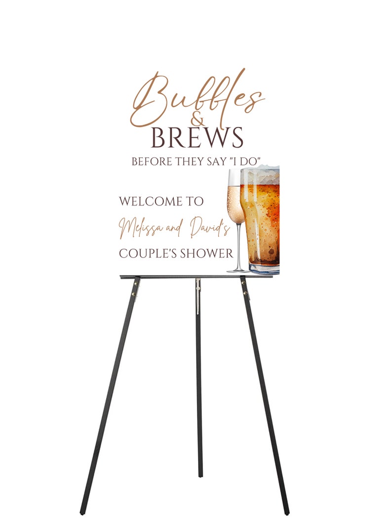 Editable Bubbles and Brews Welcome Sign, Couples Shower, Bridal Shower ...