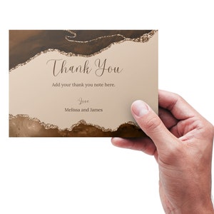 Printable Thank You Card, Editable Brown and Gold Thank You Note, Brown ...