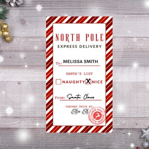 Printable North Pole Express Delivery Tag Template, Editable Santa Gift ...