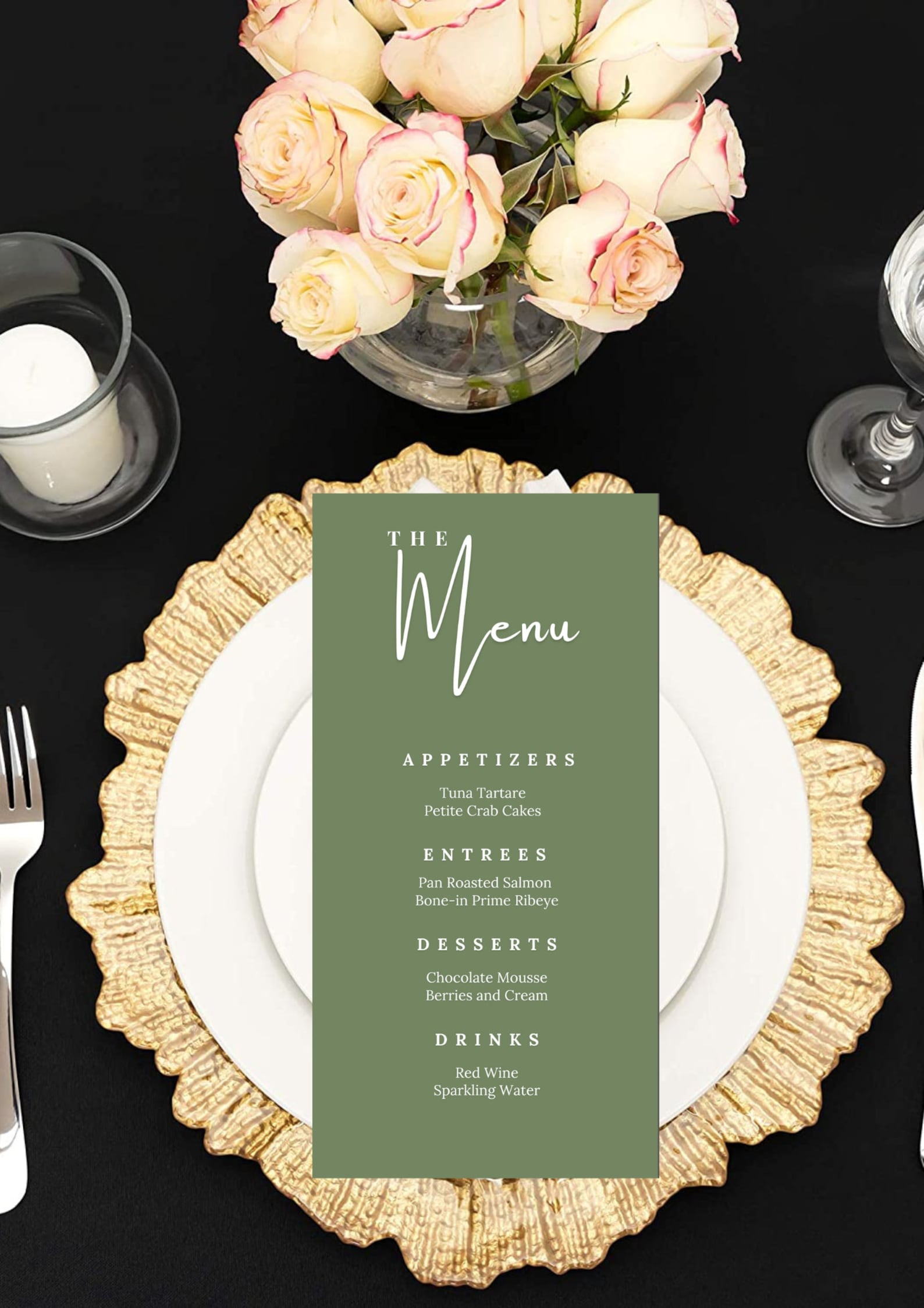 Editable Sage Green Menu Card Modern Minimalist Menu - Etsy