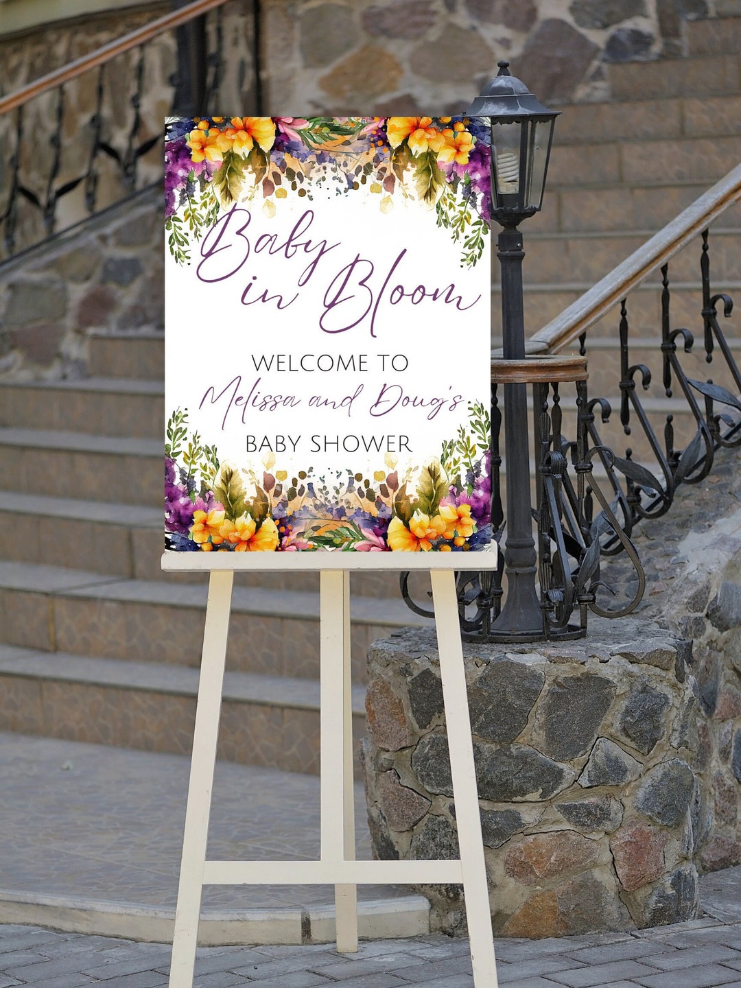 Editable Baby in Bloom Welcome Sign, Baby Shower Welcome to Sign ...