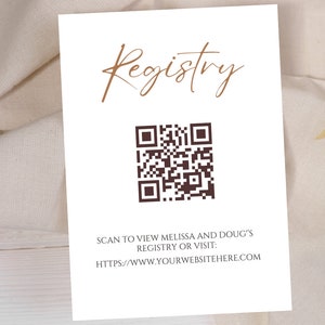 Editable Registry Card With QR Code, Invitation Insert, Enclosure Card ...