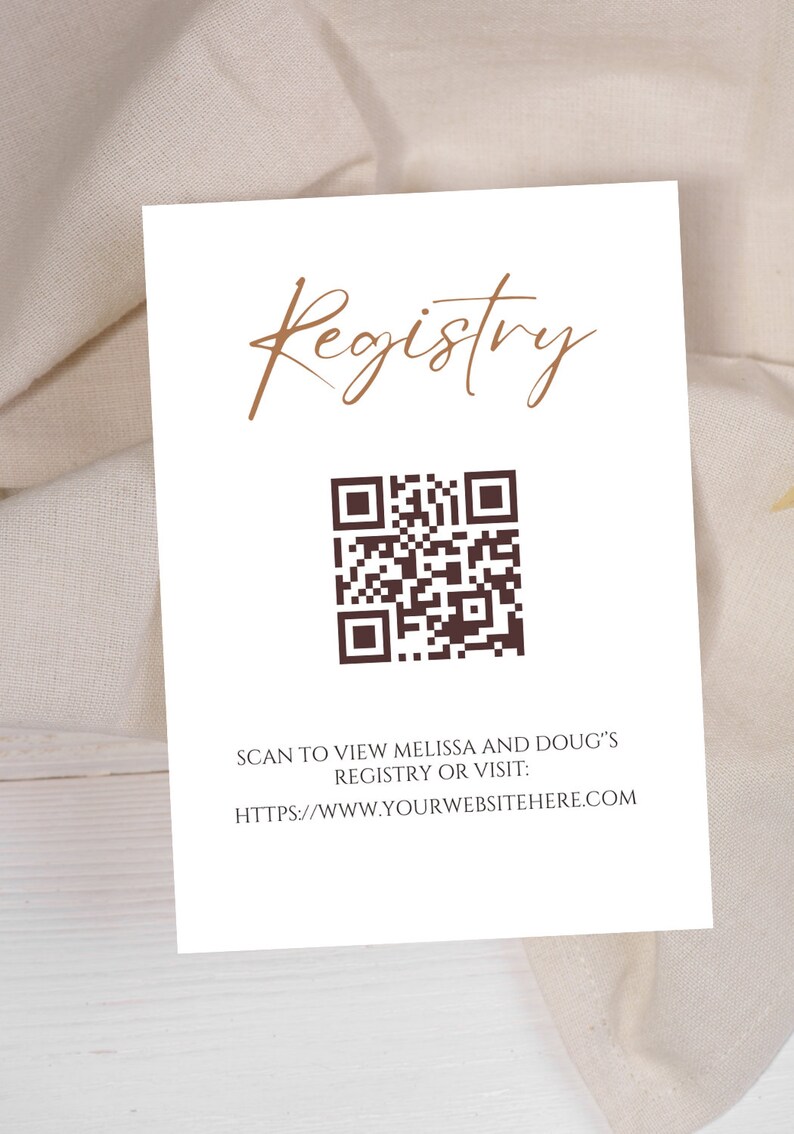 Editable Registry Card With QR Code, Invitation Insert, Enclosure Card ...