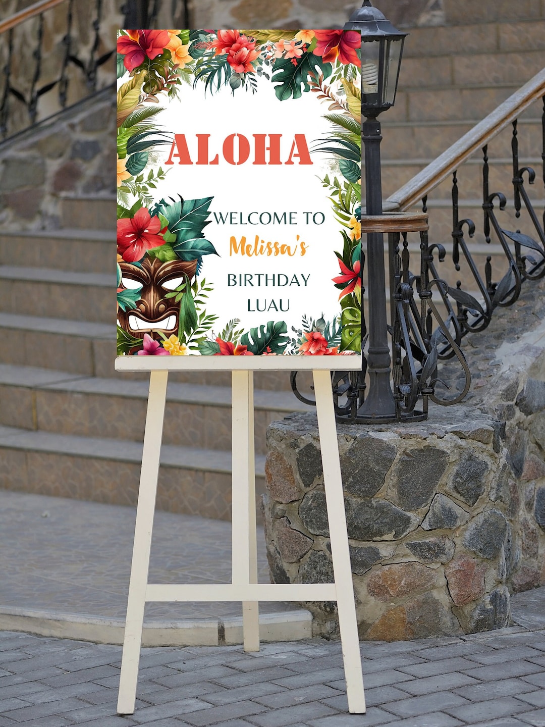 Editable Luau Birthday Welcome Sign, Aloha, Hawaiian, Tiki Welcome to ...