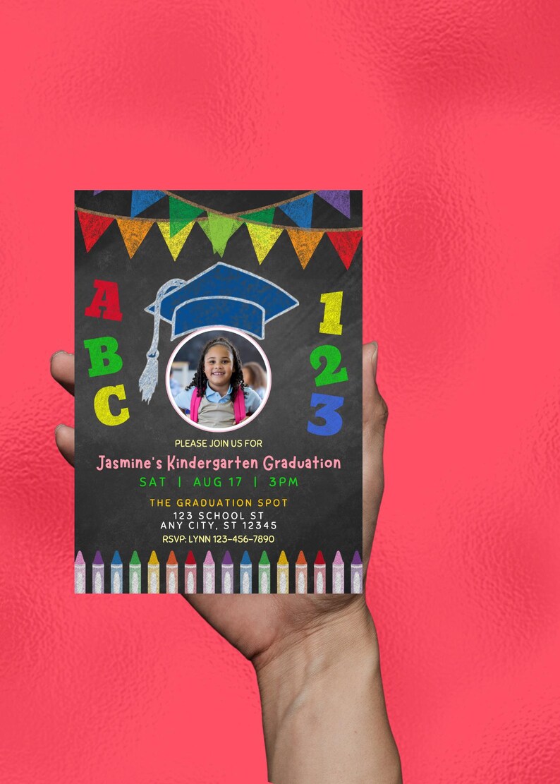 Editable Kindergarten Graduation Invitation, Photo, Pre-school ...
