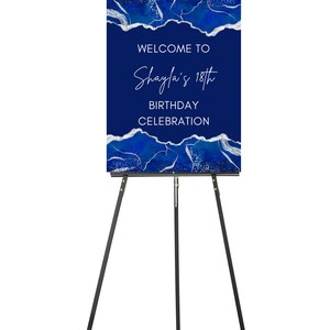 Editable Royal Blue Welcome Sign, Birthday Welcome Sign, Blue and ...