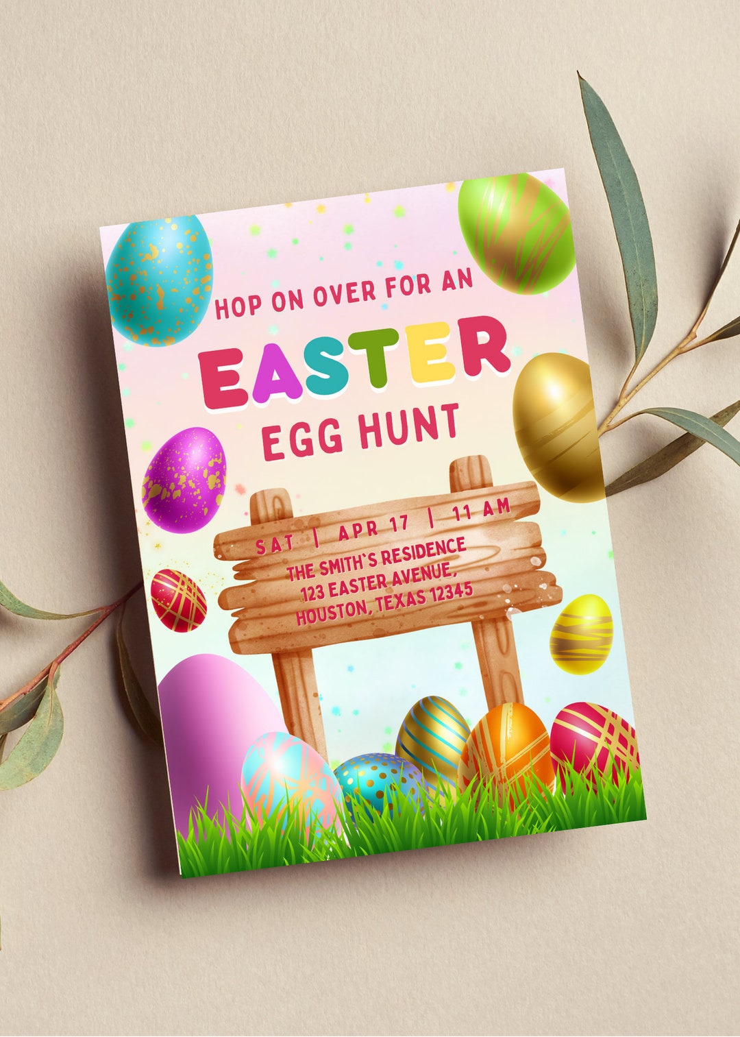 Editable Easter Egg Hunt Invitation, Easter Invite, Easter Party ...