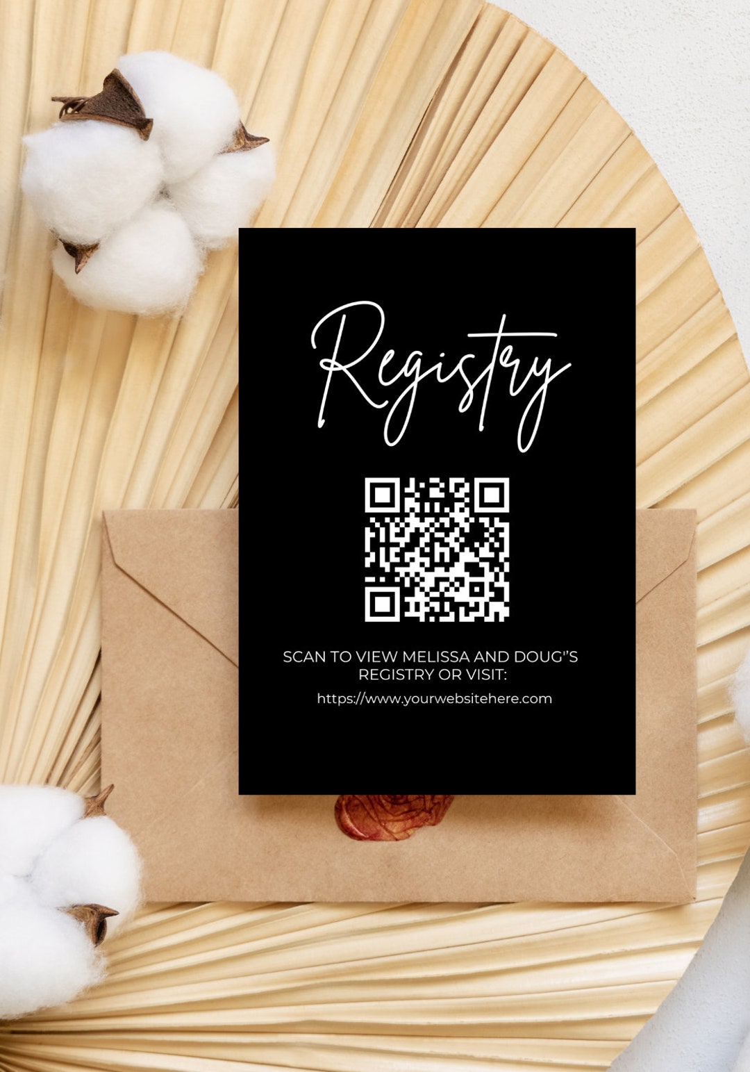 Editable Registry Card With QR Code, Invitation Insert, Enclosure Card ...