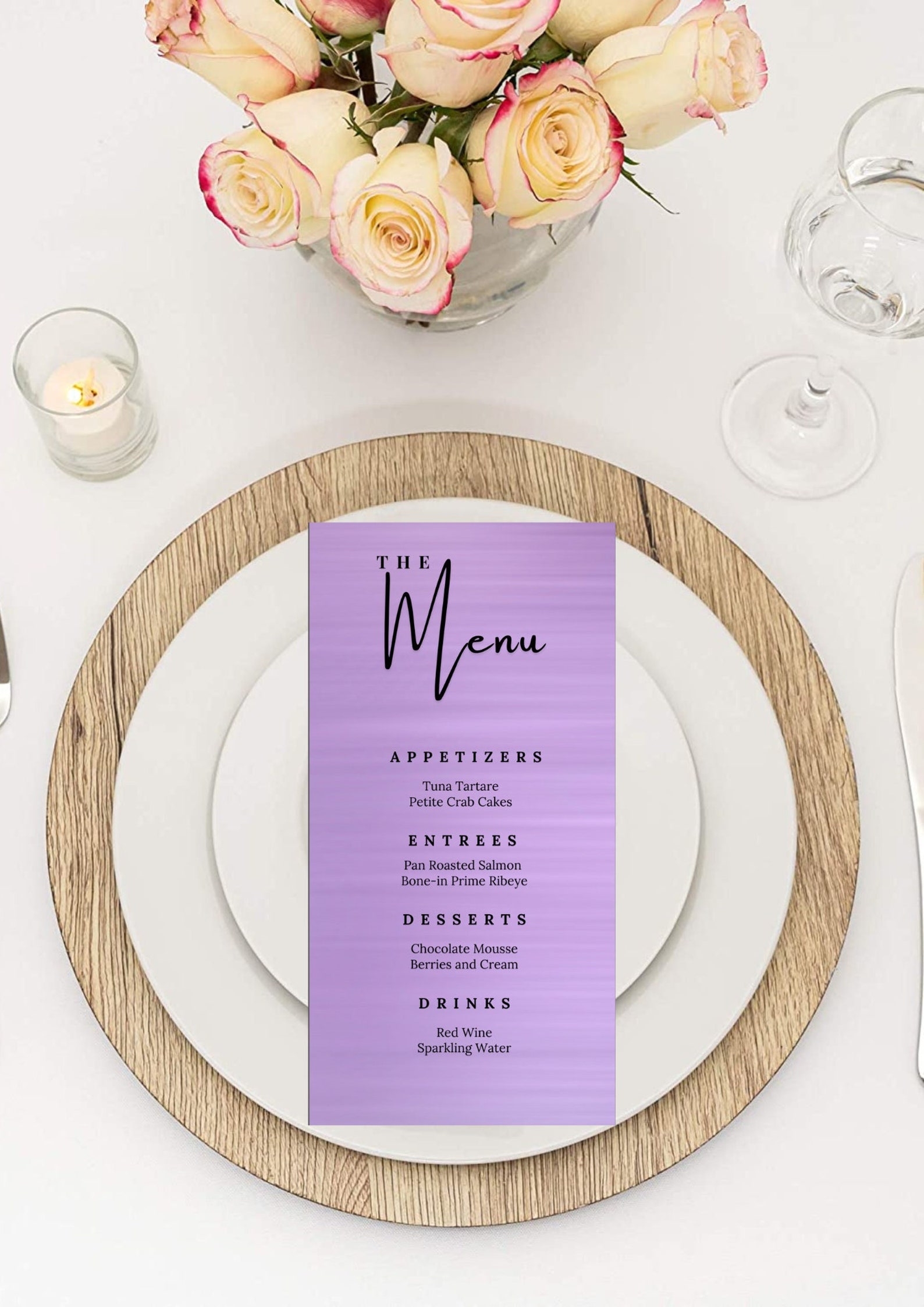 Editable Purple Menu Card Template Minimalist Menu Card - Etsy