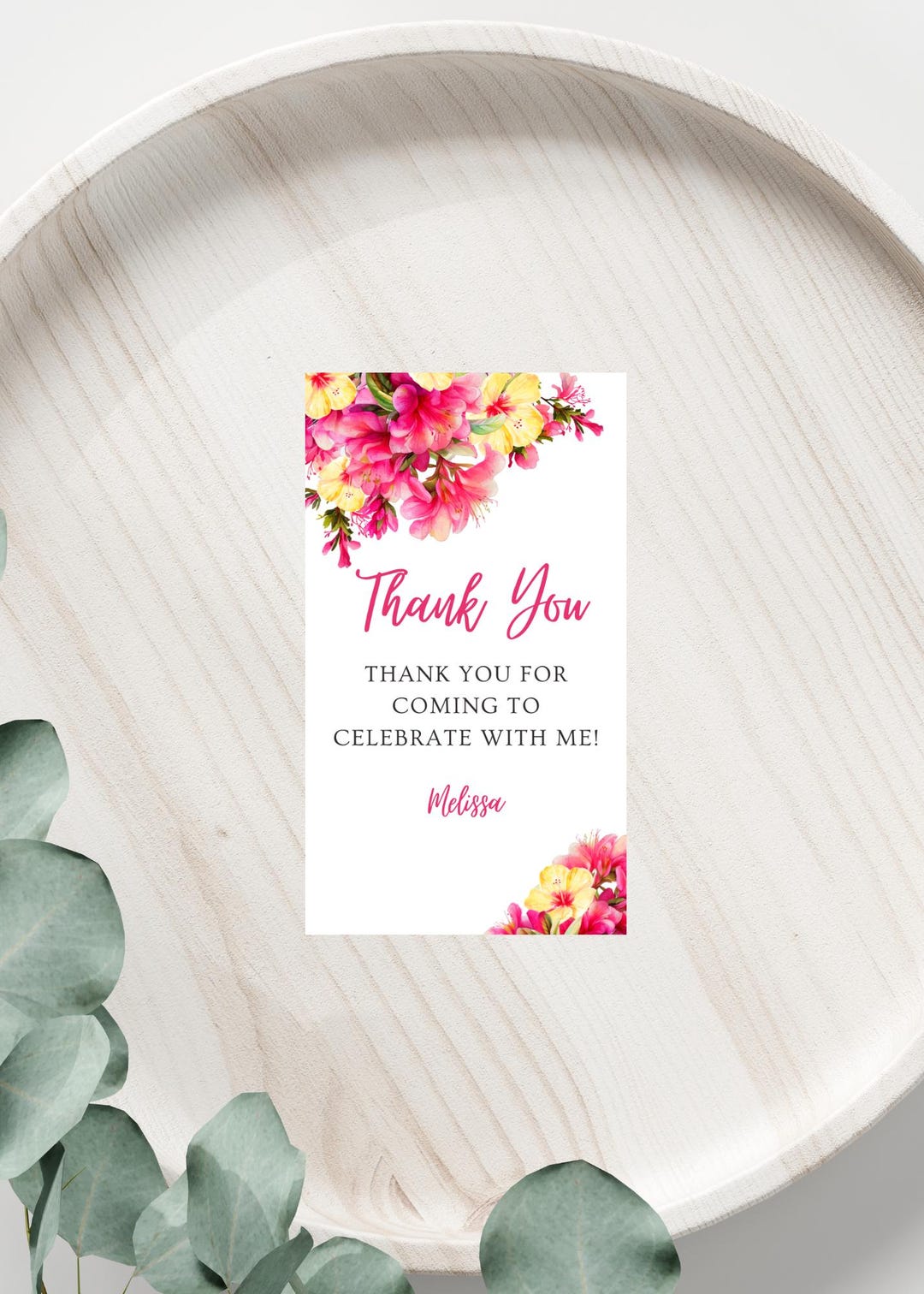 Printable Thank You Tags, Pink and Yellow Floral, Favor Tags, Gift Tags ...