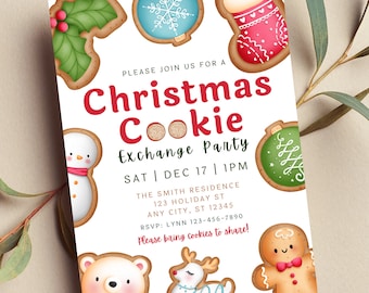Editable Cookie Exchange Holiday Party Invitation Template, Digital ...