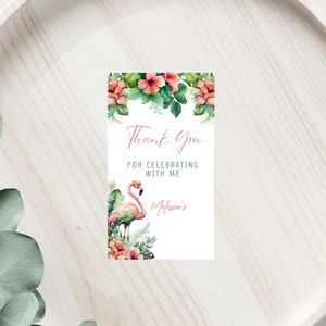 Printable Flamingo Thank You Card, Favor Tag, Gift Tag, Editable - Etsy