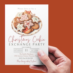 Editable Christmas Cookie Exchange Invitation Holiday Cookie Swap Party ...