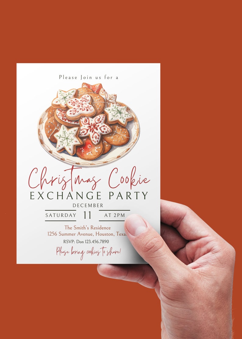 Editable Christmas Cookie Exchange Invitation Holiday Cookie Swap Party ...
