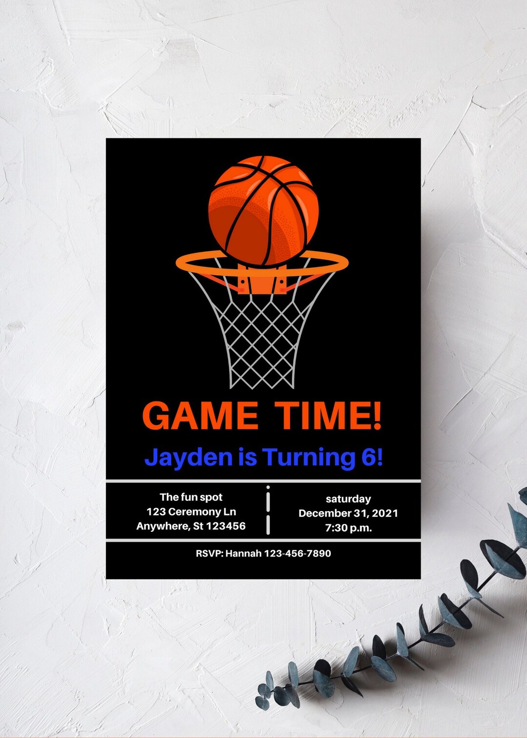 Editable Basketball Birthday Invitation, Game Time Basketball Invite ...
