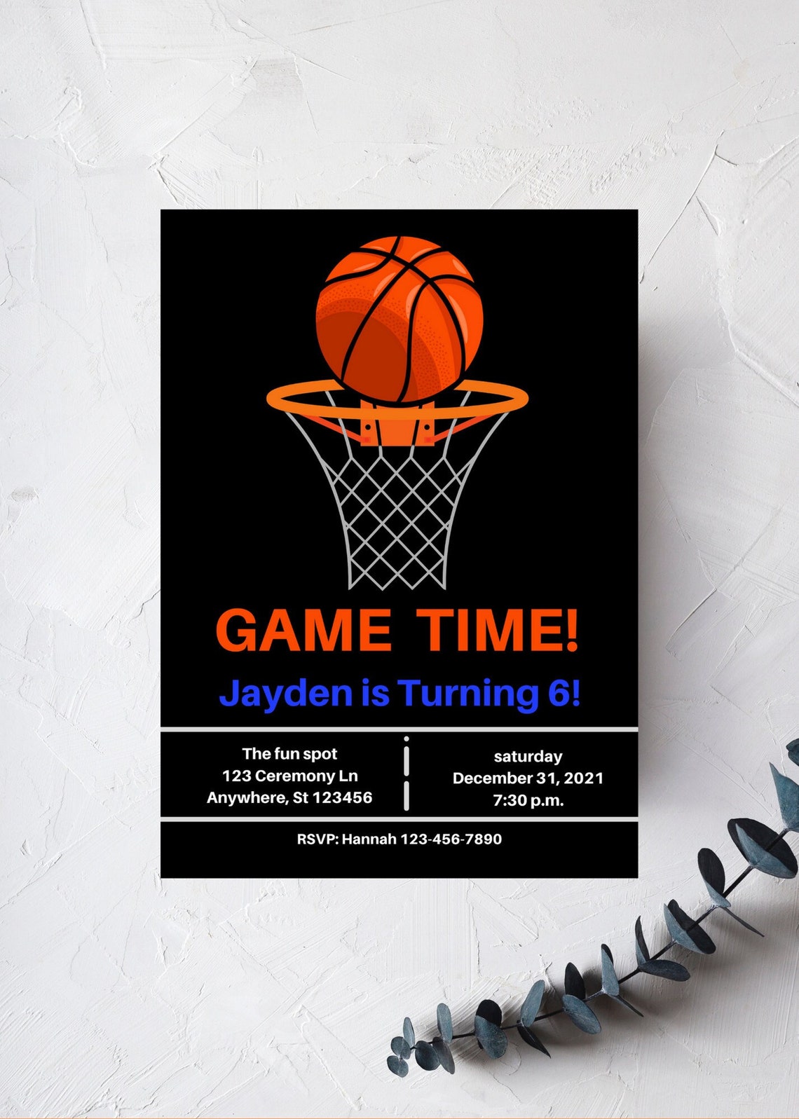 Editable Basketball Birthday Invitation Game Time Basketball - Etsy