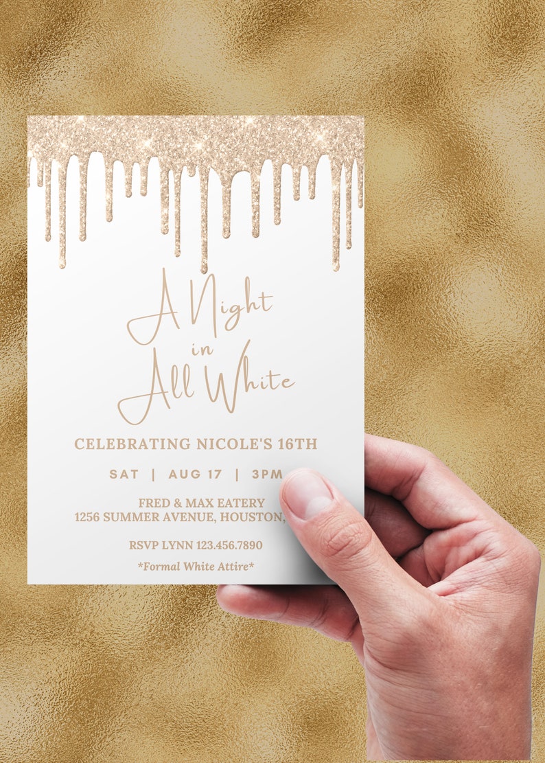 Editable A Night in All White Invitation All White Party - Etsy