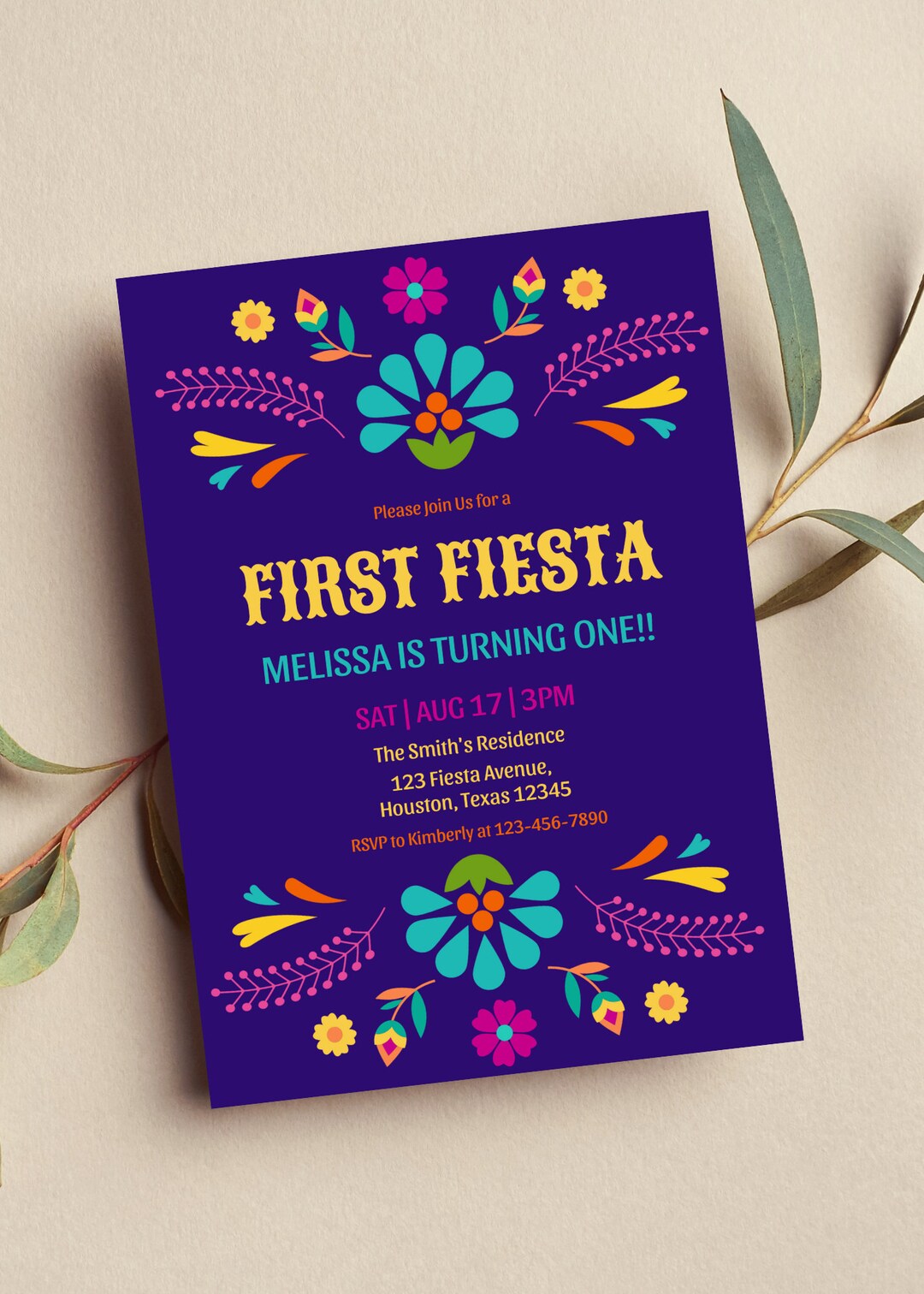 Editable First Fiesta Invitation, 1st Birthday Invitation Mexican Theme ...