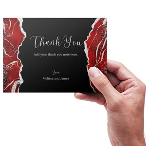 Printable Thank You Card, Editable Red and Black Thank You Note, Red ...