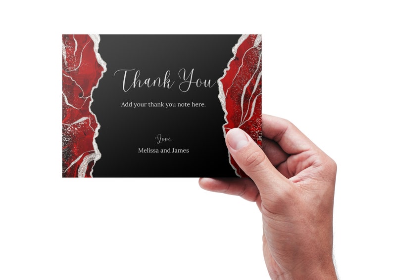 Printable Thank You Card Editable Red and Black Thank You - Etsy