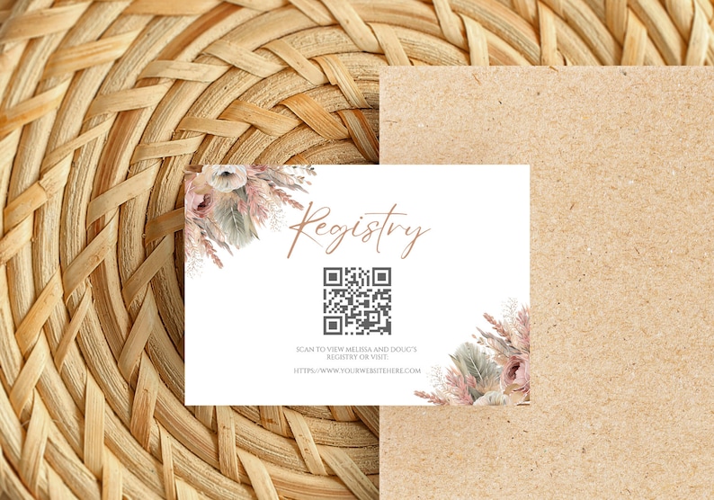 Editable Registry Card With QR Code, Invitation Insert, Enclosure Card ...