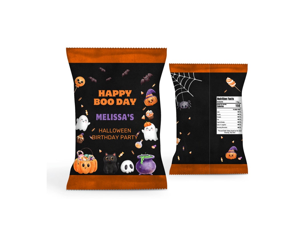 Editable Halloween Chip Bag Wrapper, Happy Boo Day, Halloween Goodie ...
