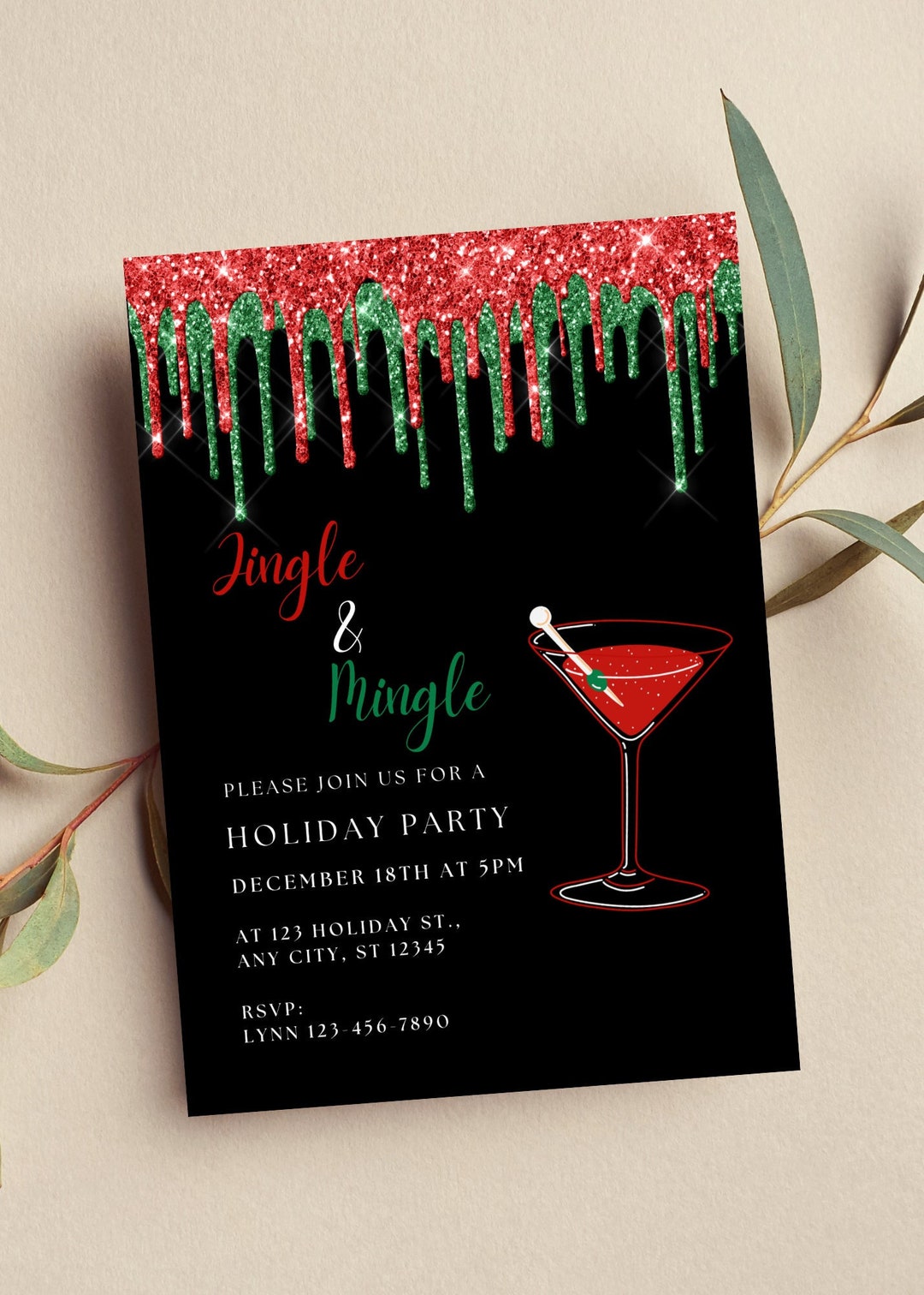 Editable Jingle and Mingle Invitation, Christmas Party Invitation ...