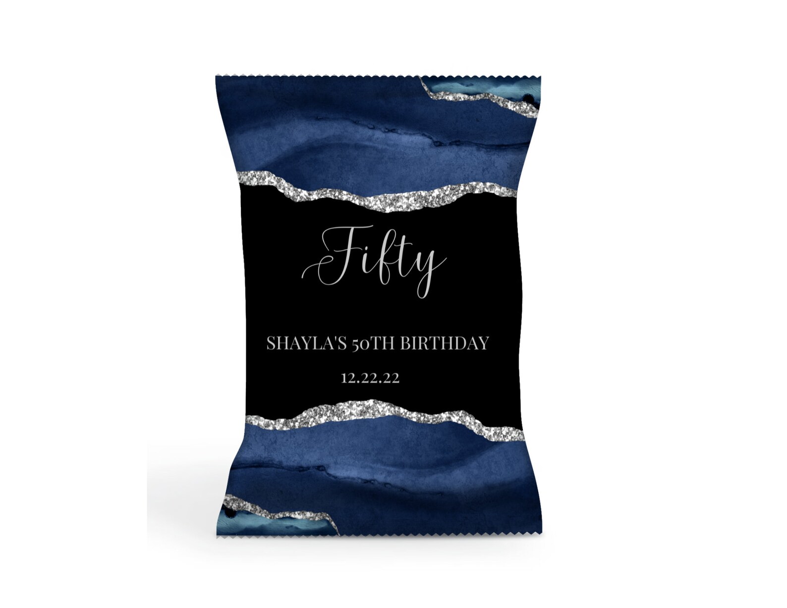Editable Birthday Chip Bag, Blue and Silver Chip Bag, Party Decor ...