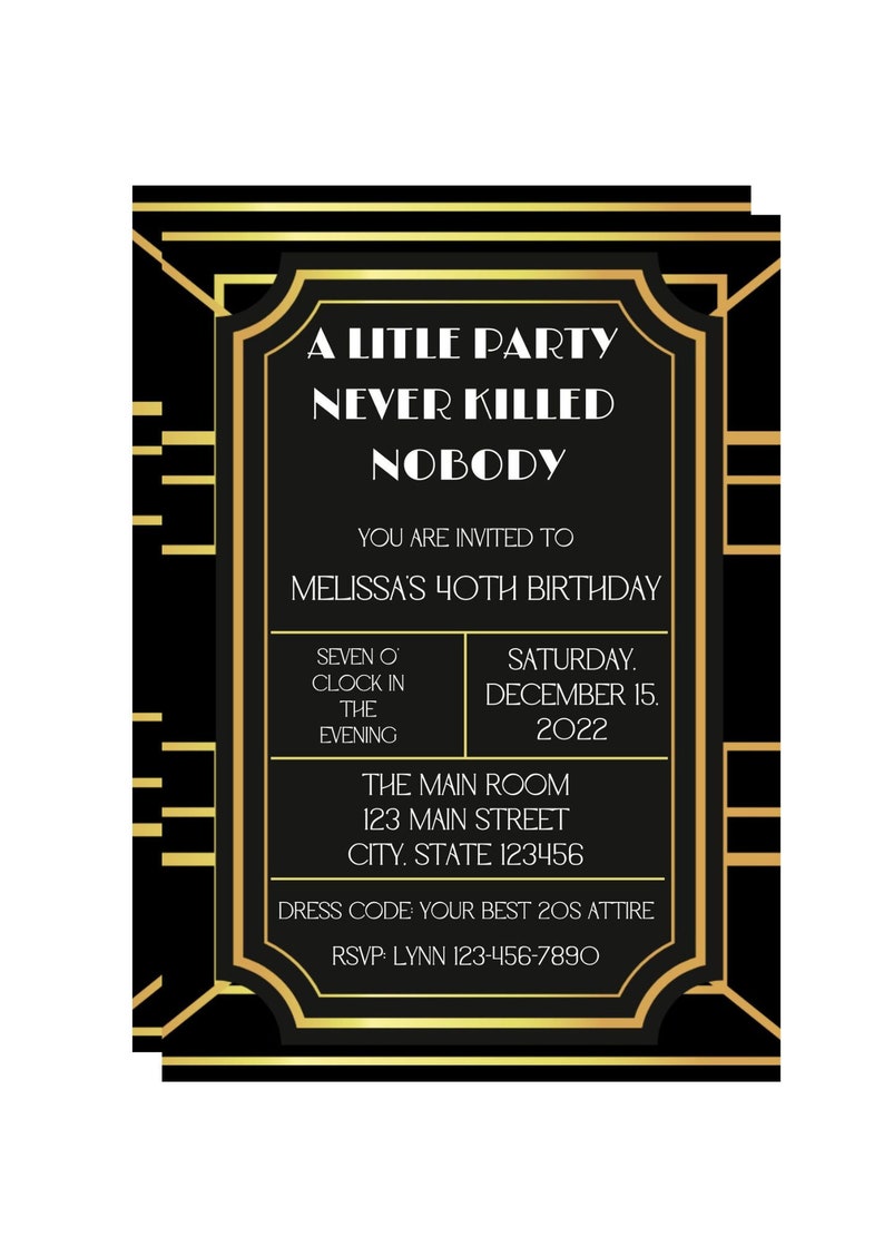 Editable Gatsby Invitation Roaring 20s Birthday Invitation - Etsy