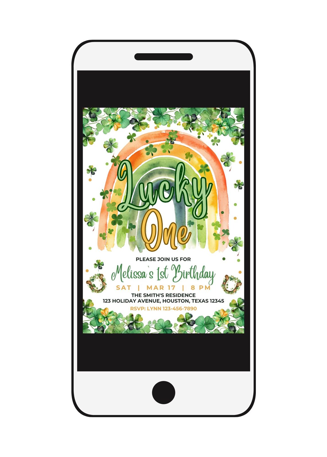 Editable Lucky One Birthday Invitation, 1st Birthday, St. Patrick's Day ...