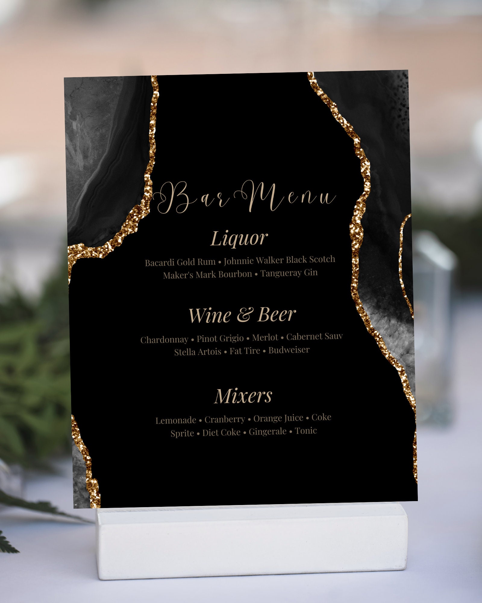 Editable Black and Gold Bar Menu Card Template Full Size - Etsy