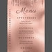 Editable Rose Gold Menu Card Template, Rose Gold Glitter Drip Menu Card ...