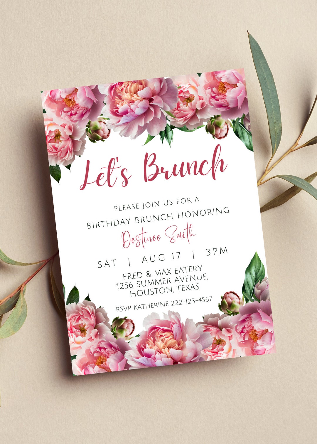 Editable Brunch Invitation, Let's Brunch, Birthday Brunch, Sunday ...