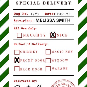 Printable North Pole Tag, Santa Gift Tags, North Pole Special Delivery ...