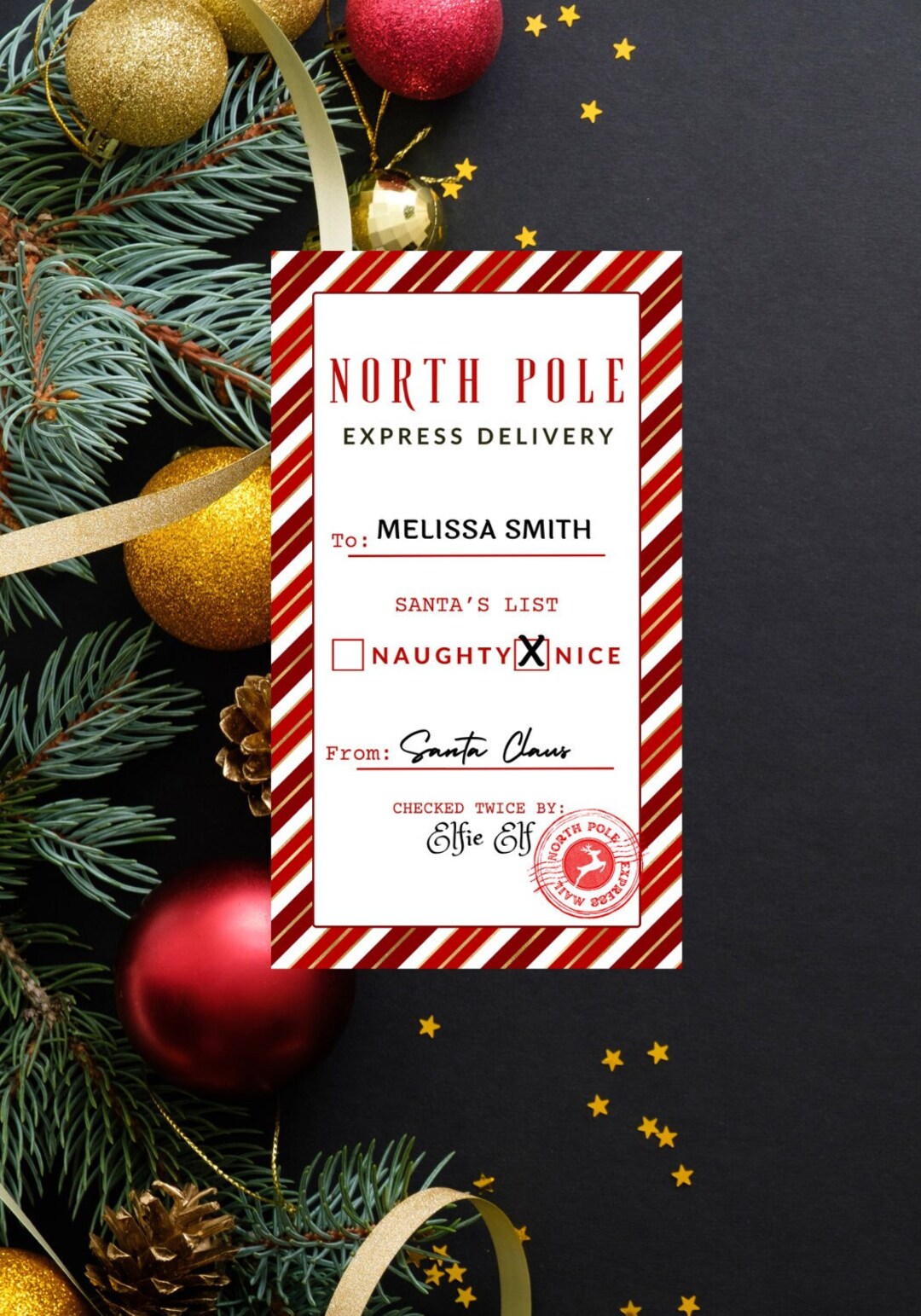 Printable North Pole Express Delivery Tag Template, Editable Santa Gift ...