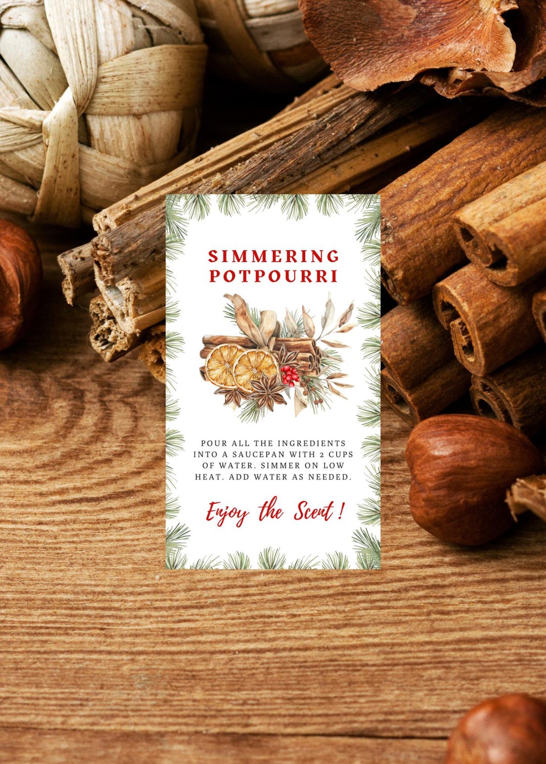 Editable Simmering Potpourri Tag, Stovetop Potpourri Tag Christmas Gift ...