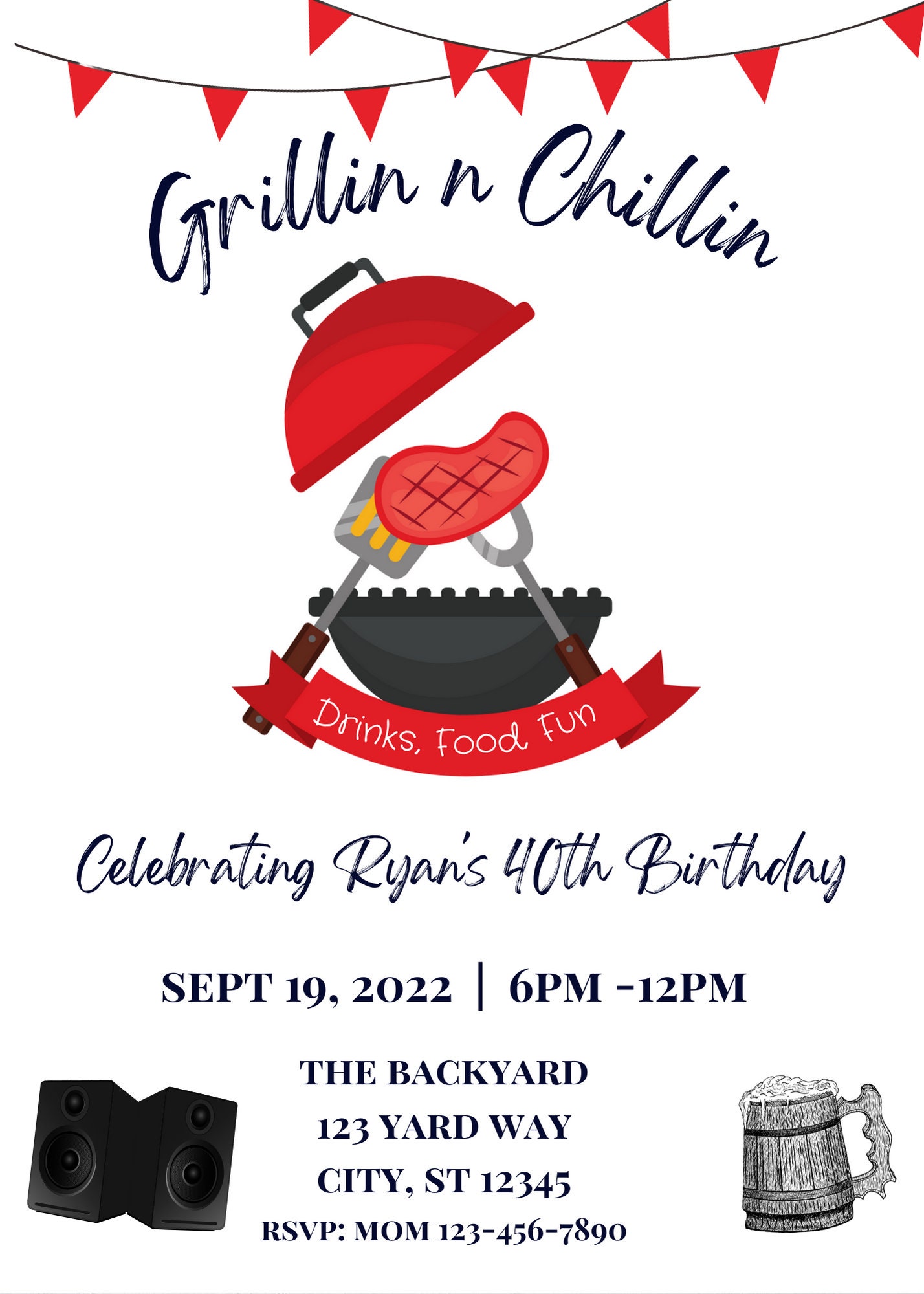 Editable Cookout Invitation, Grillin and Chillin Birthday Cookout BBQ ...