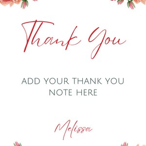 Printable Thank You Tags, Floral, Favor Tags, Gift Tags, Red Thank You ...