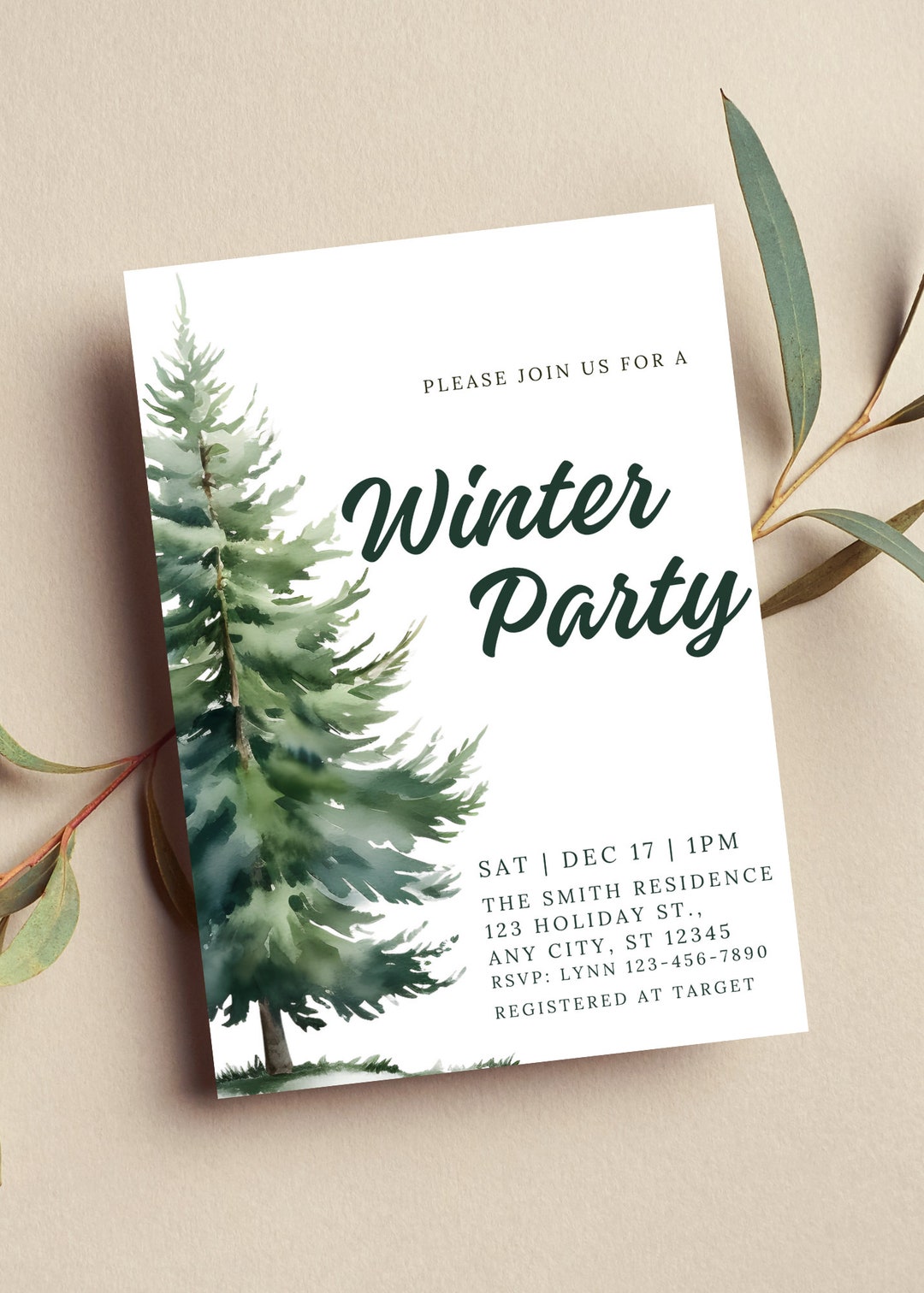 Editable Winter Party Invitation Holiday Party Invite, Printable or ...