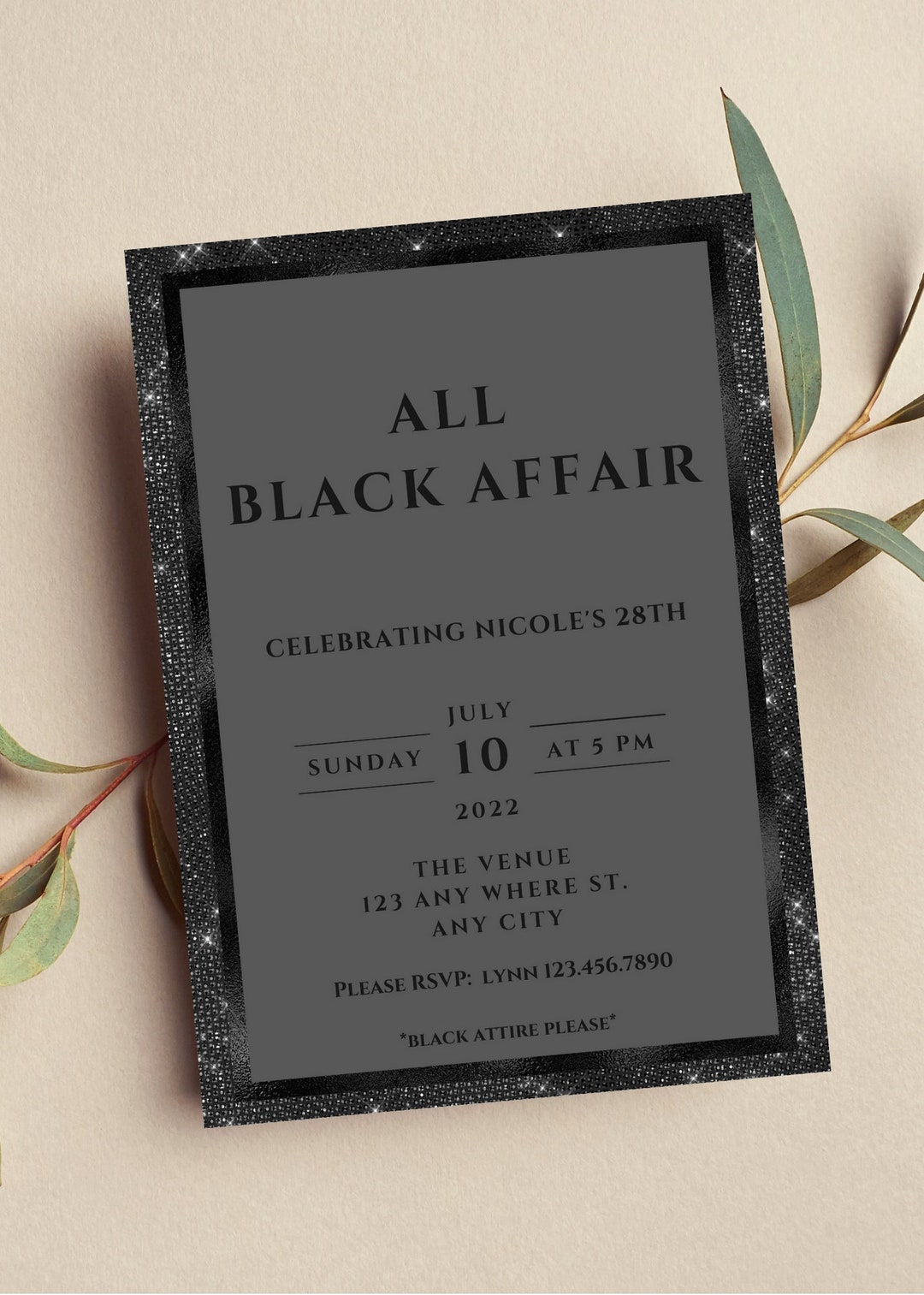 Editable All Black Affair Invitation, All Black Party Invitation, Black ... Editable All Black Affair Invitation, All Black Party Invitation, Black ...