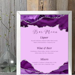 Editable Purple and Silver Bar Menu Card Template, Full Size Menu ...