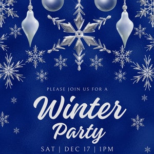Editable Winter Party Invitation, Snowflake Invitation, Holiday Party ...